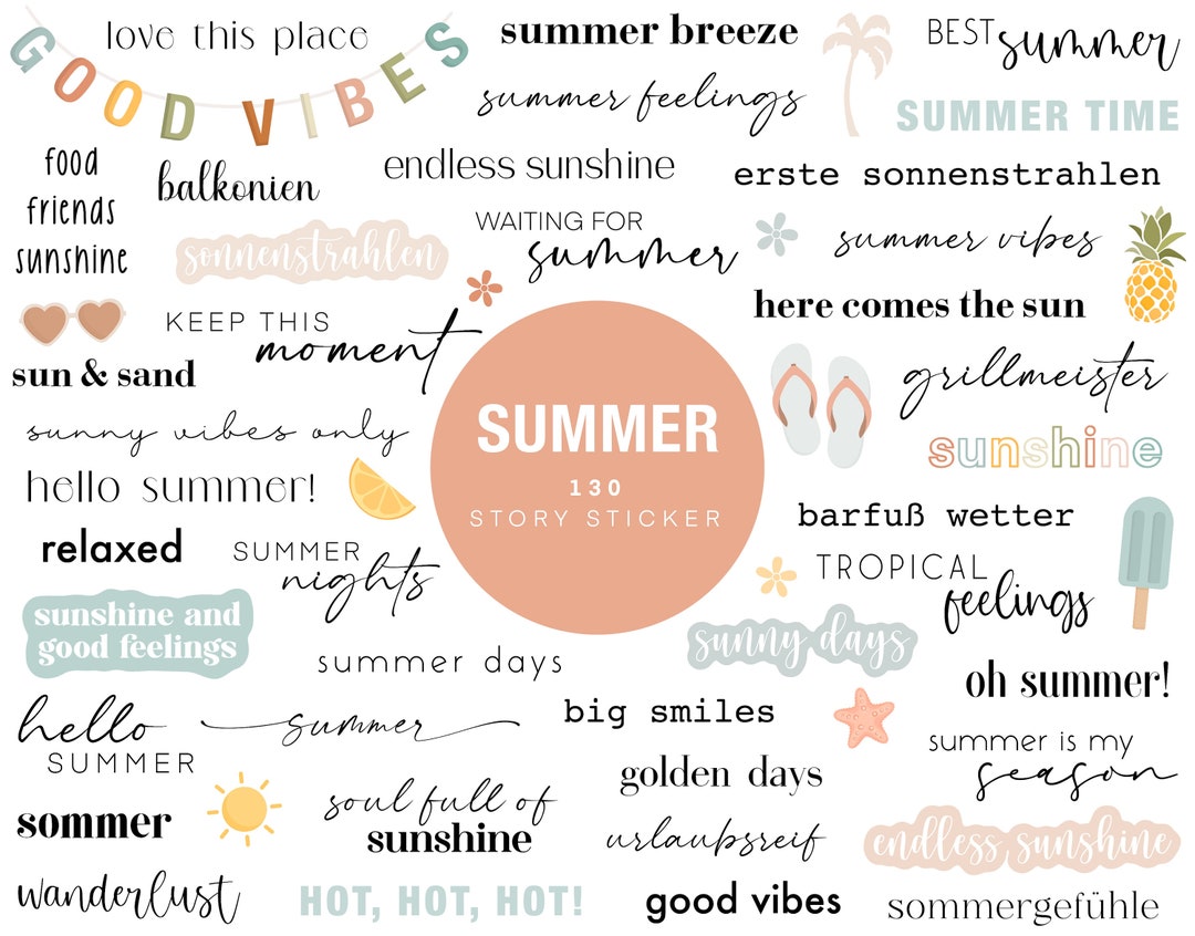 130 Instagram Story Sticker Summer Summer PNG Digital Procreate - Etsy