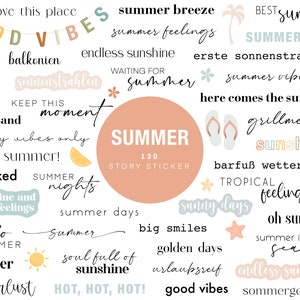 130 Instagram Story Sticker Summer Summer PNG Digital Procreate - Etsy