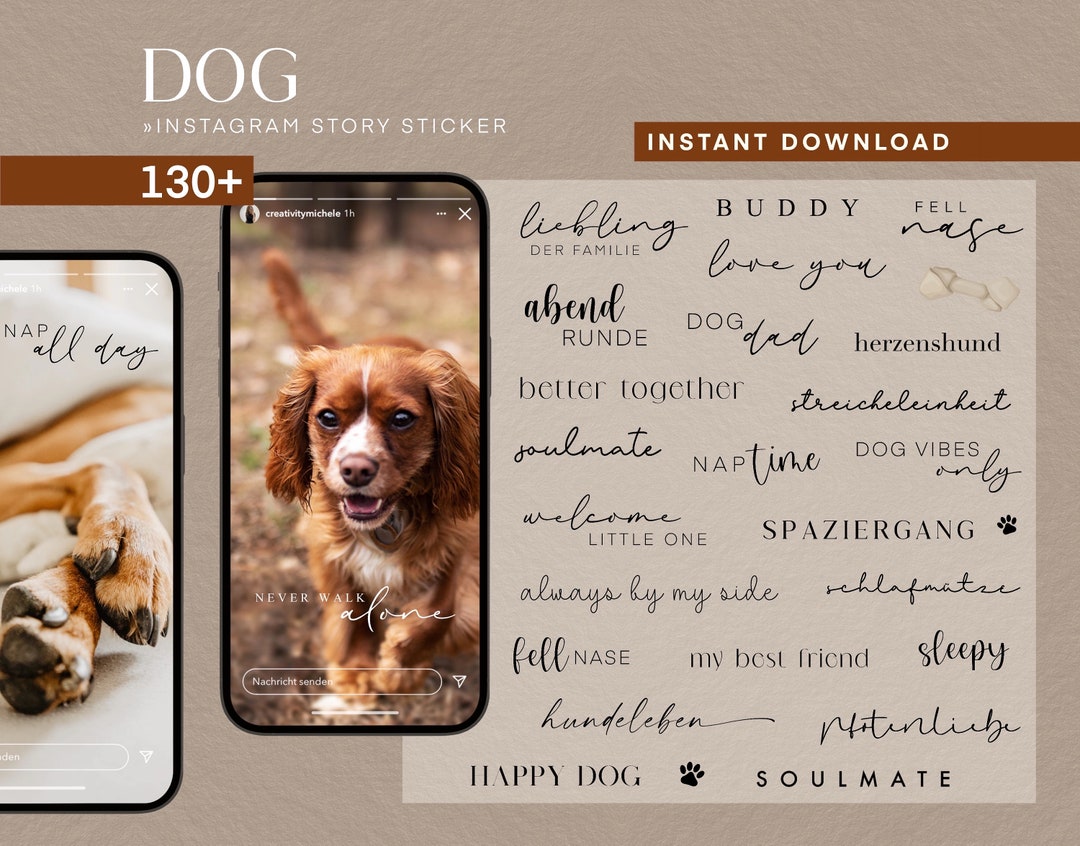 130 Instagram Story Stickers Dog Dog PNG Digital Procreate - Etsy