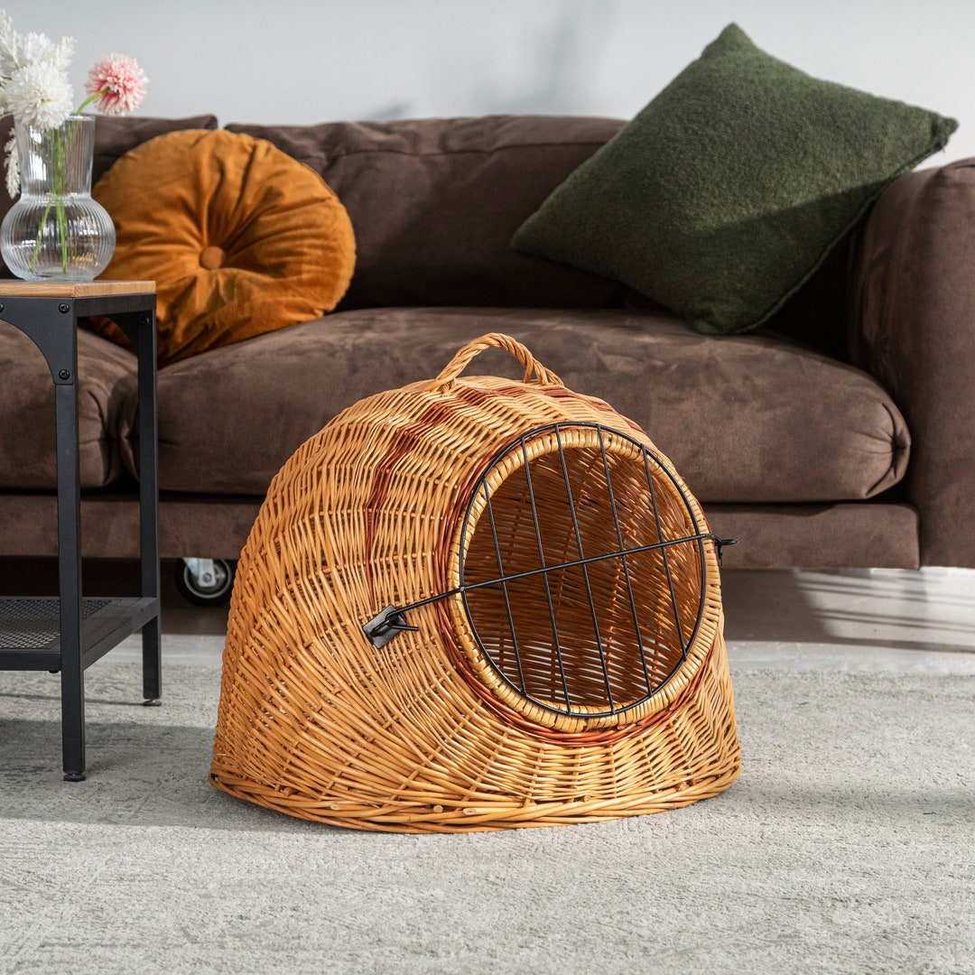 Wicker Pet Carrier, Wooden Carrier for Pets, Gift for Pets, Woven Dog ...