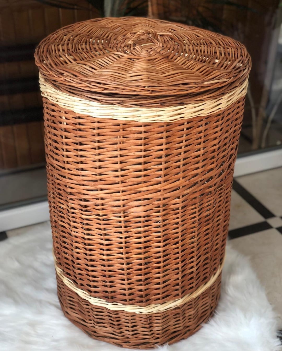 Laundry Basket With Lid, Willow Laundry Bag, Wicker Bag for Laundry ...