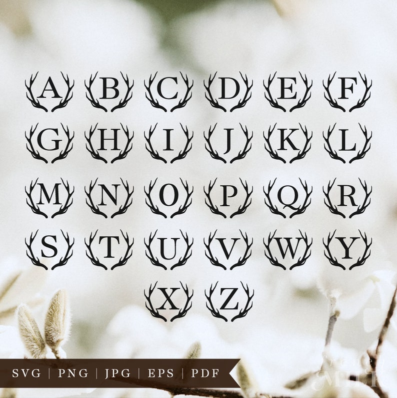 Rustic Antler Monogram Font Bundle SVG Fall Letters EPS - Etsy