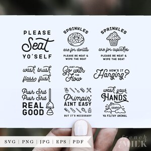 Funny Bathroom SVG Bundle | Wash Your Hands Ya Filthy Animal EPS PNG ...