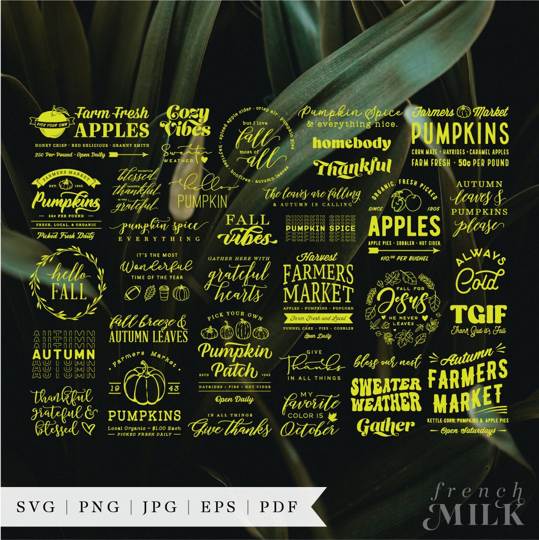 Autumn Market Retro Fall Bundle SVG Bundle Hello Pumpkin - Etsy