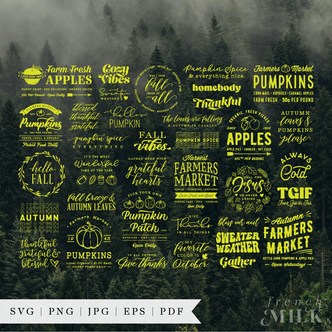Autumn Market Retro Fall Bundle SVG Bundle Hello Pumpkin - Etsy