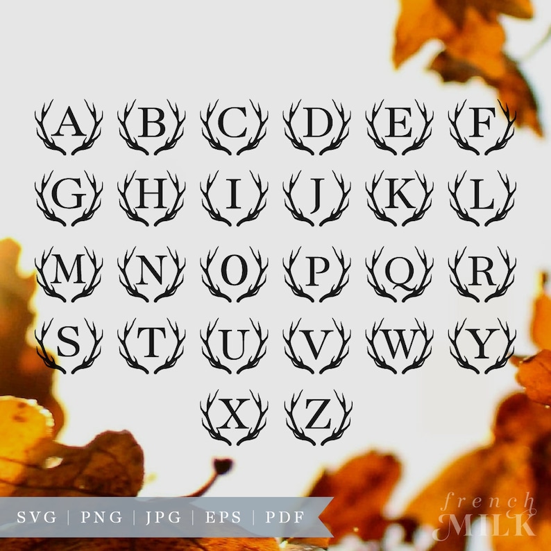 Rustic Antler Monogram Font Bundle SVG | Fall Letters EPS | Cut File ...
