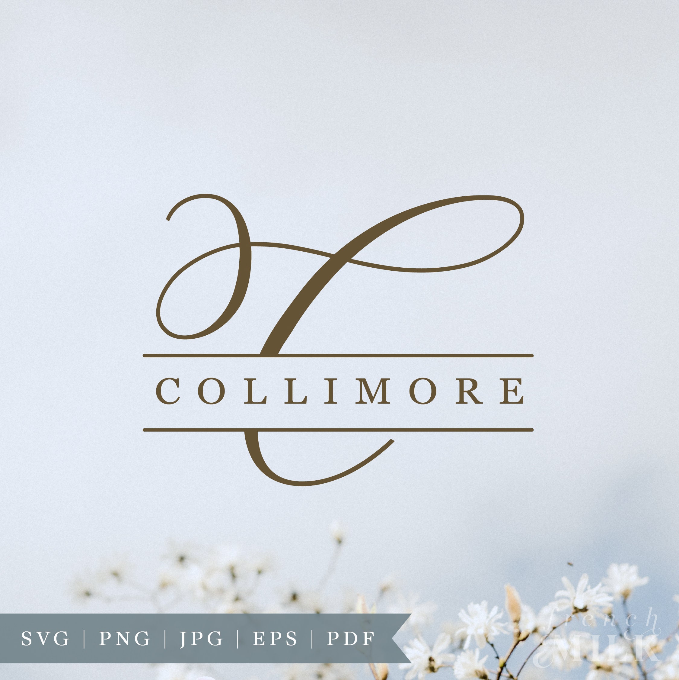 Script Split Monogram Alphabet SVG PNG EPS Cursive Frame - Etsy