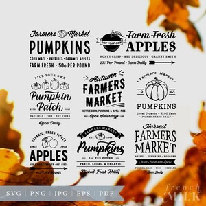 Fall Farmers Market Pumpkin SVG Sign | Farmhouse EPS PNG | Cut File for ...
