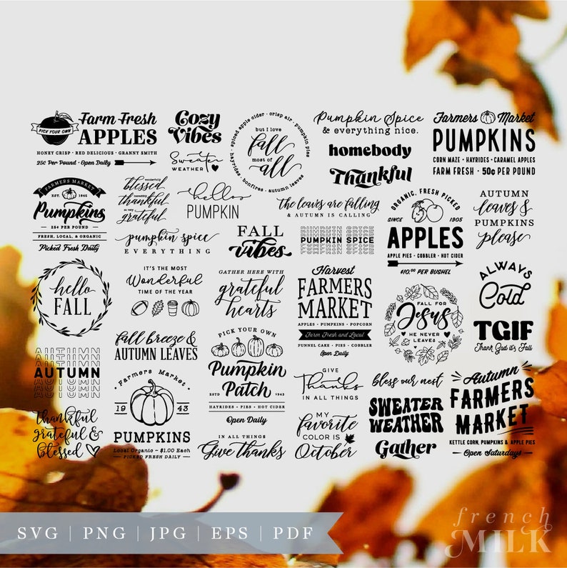 Autumn Market Retro Fall Bundle SVG Bundle Hello Pumpkin - Etsy