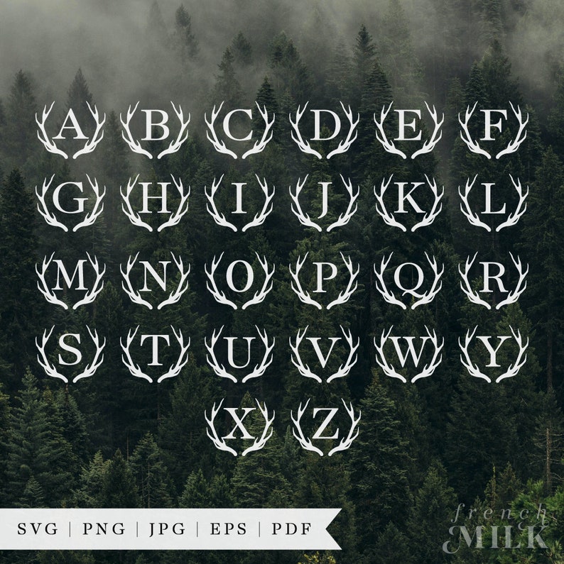 Rustic Antler Monogram Font Bundle SVG Fall Letters EPS - Etsy