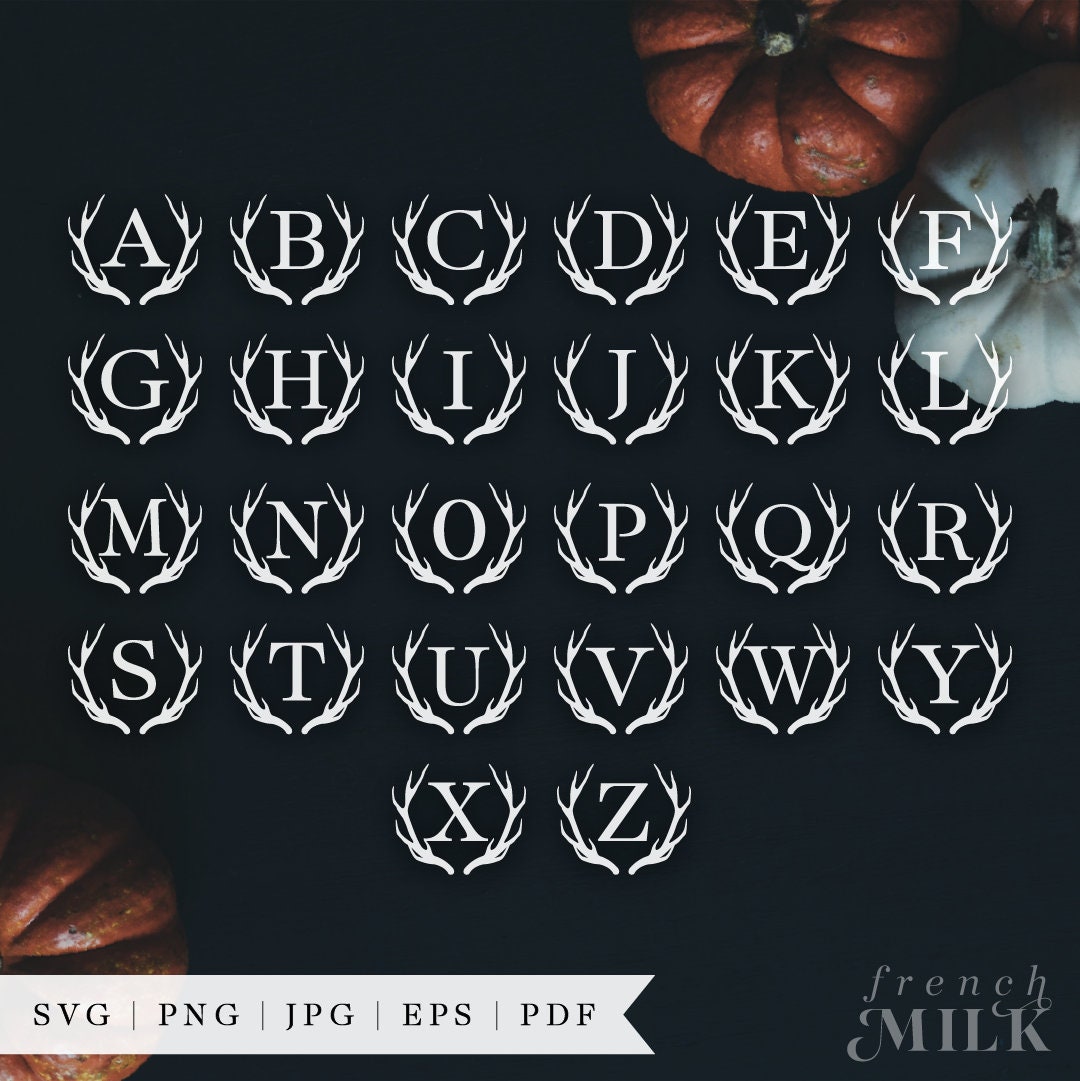 Rustic Antler Monogram Font Bundle SVG | Fall Letters EPS | Cut File ...