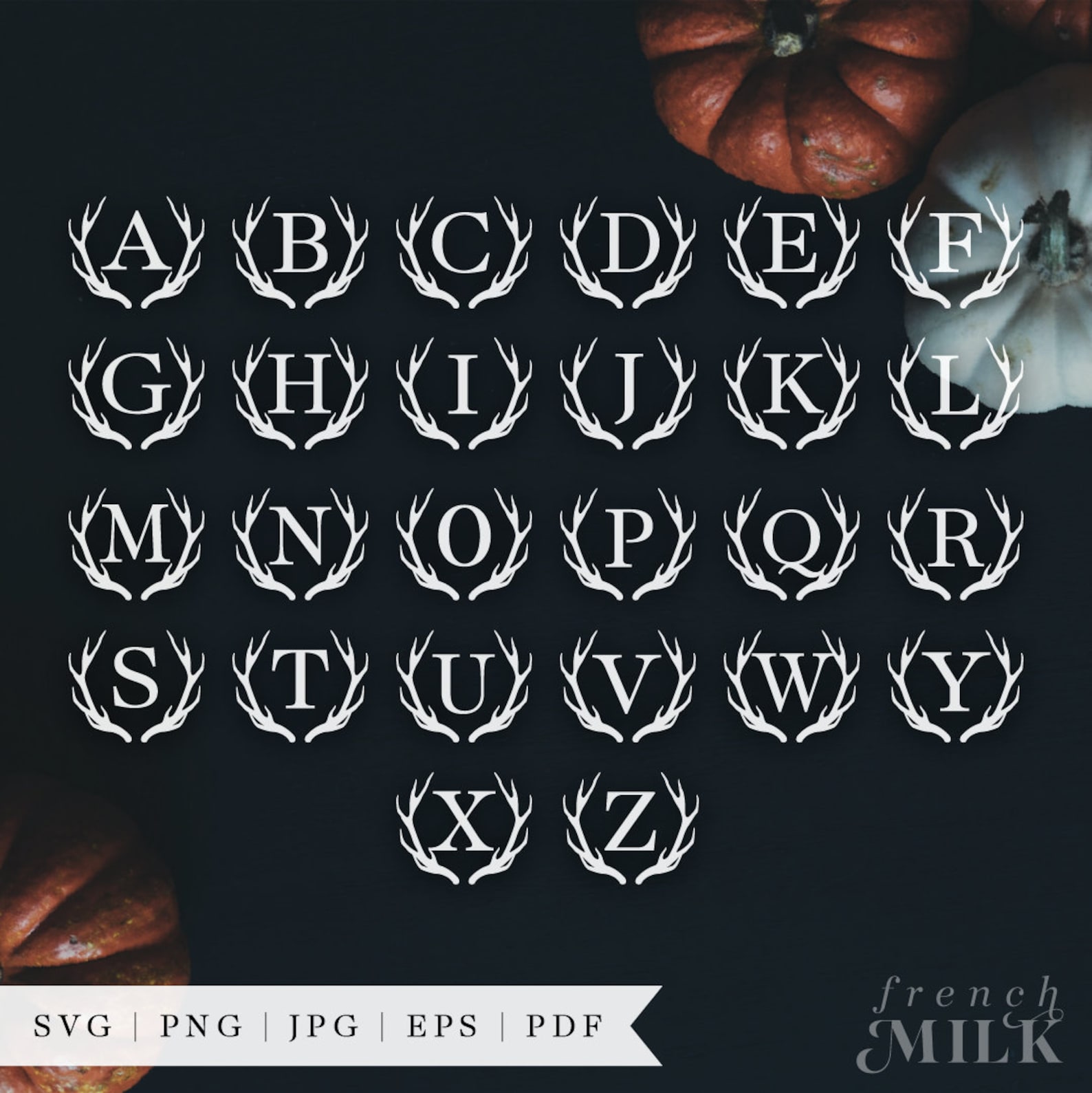 Rustic Antler Monogram Font Bundle SVG | Fall Letters EPS | Cut File ...