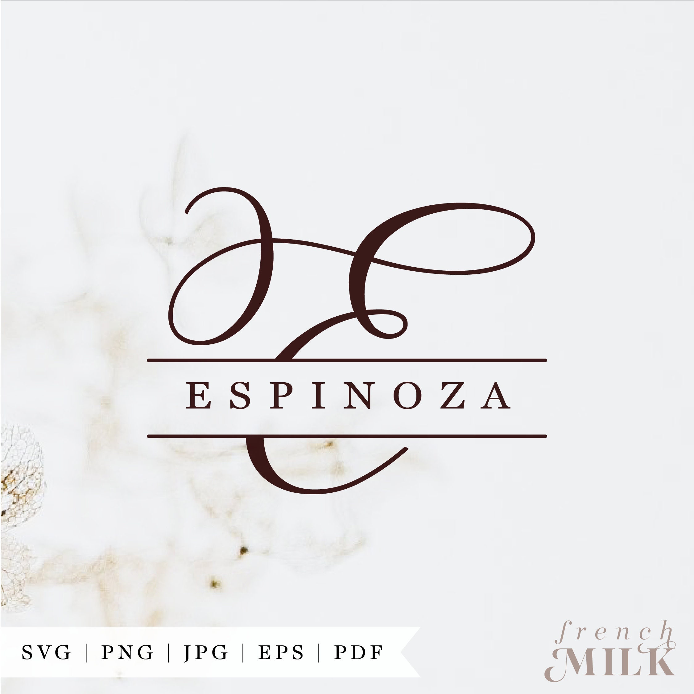 Script Split Monogram Alphabet SVG PNG EPS | Cursive Frame Letter Cut ...