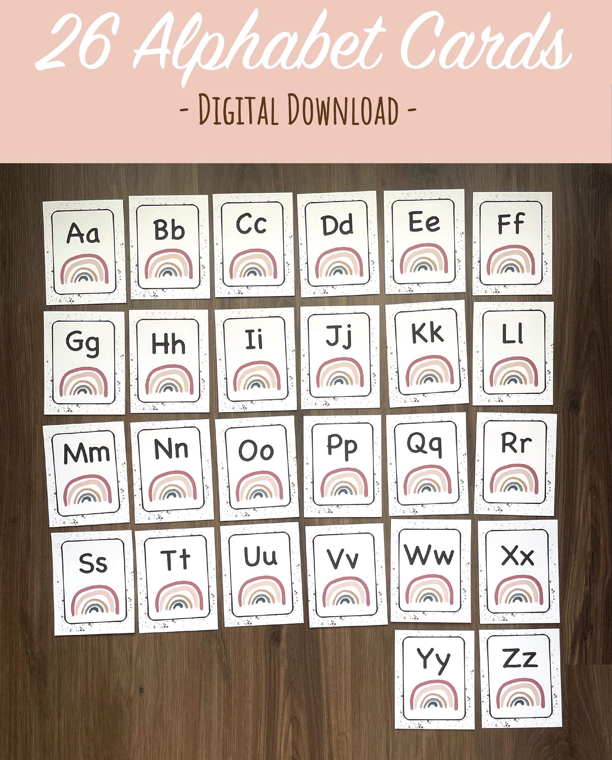 Rainbow Alphabet Cards - Printables - Etsy