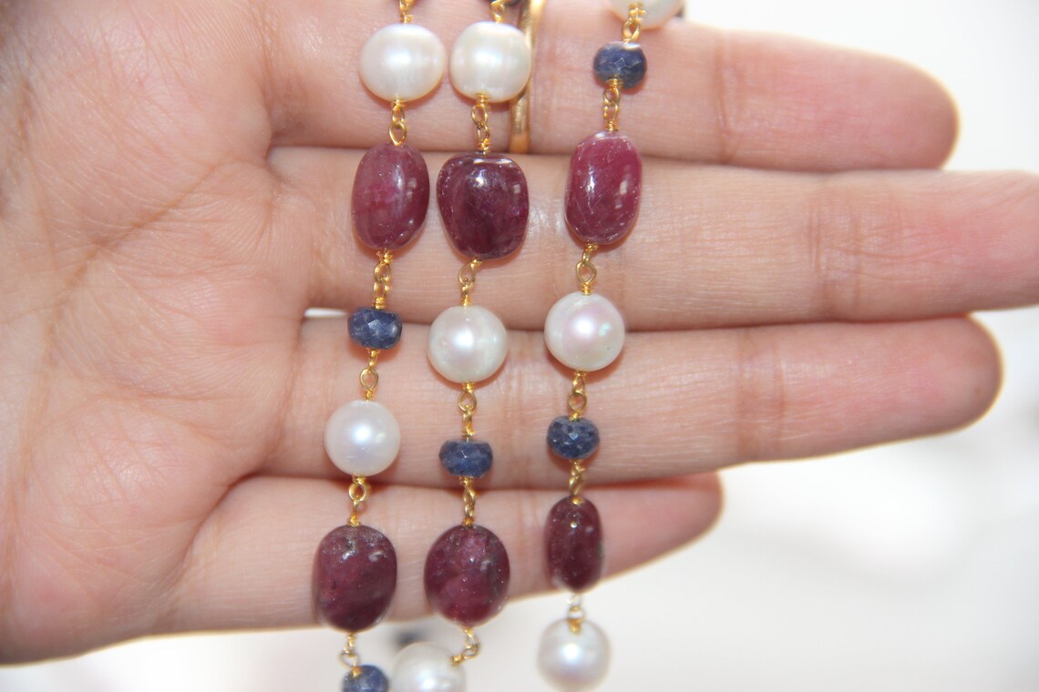 Ruby Necklace corundum Ruby Necklace ruby Necklace With Blue - Etsy