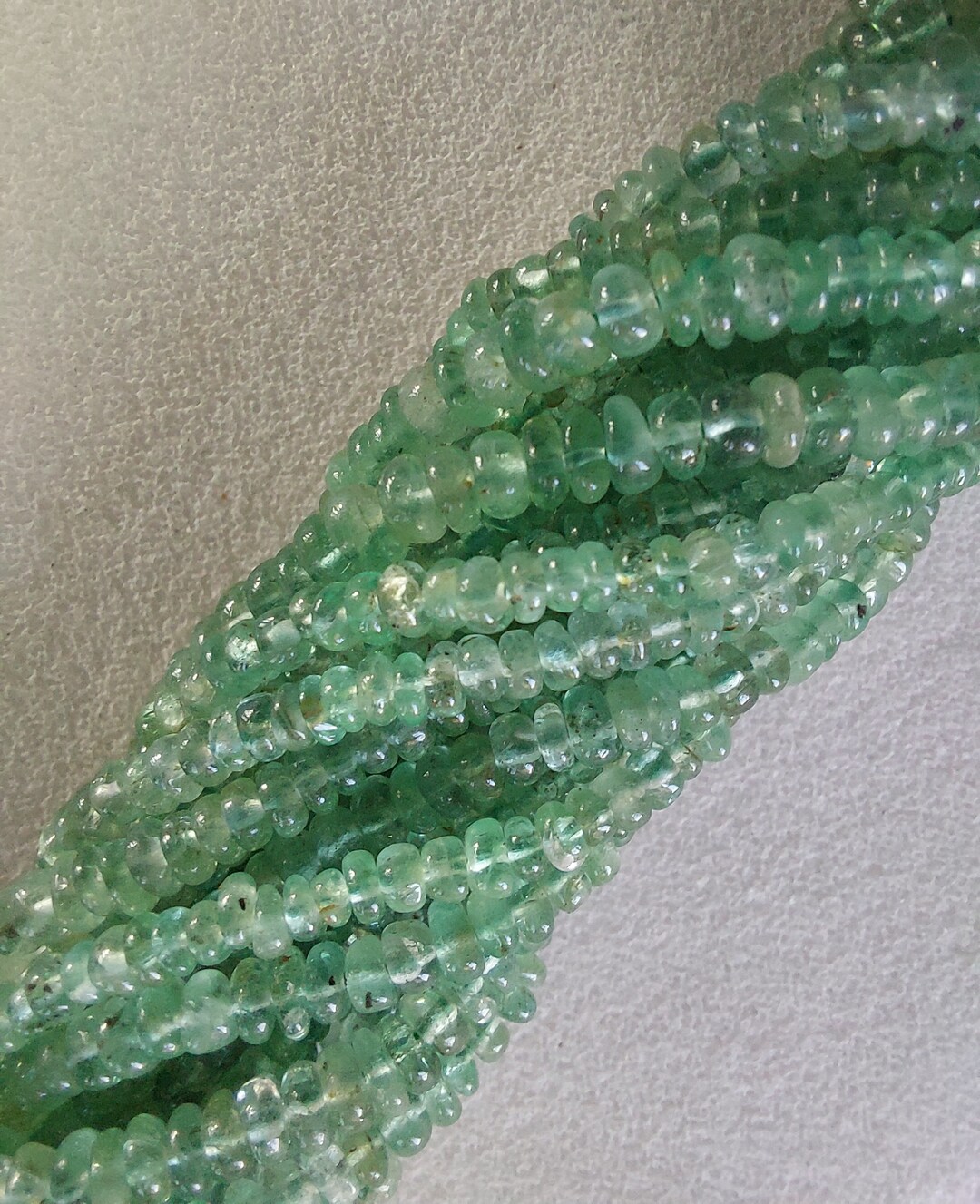 6.5 Strand 2-4 MM Natural Zambian Emerald Smooth Rondelle Bead/Emerald ...