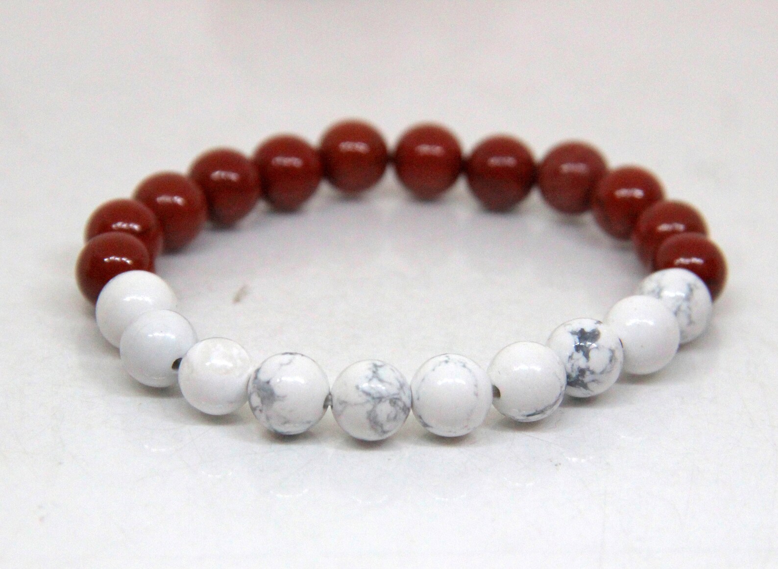 Red Agate Bracelet Red Agate White Howlite Bracelet Beaded | Etsy