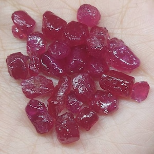 10 Pcs Precious Ruby Raw/ruby Rough/ruby Gemstone/drilled Ruby/red Ruby ...