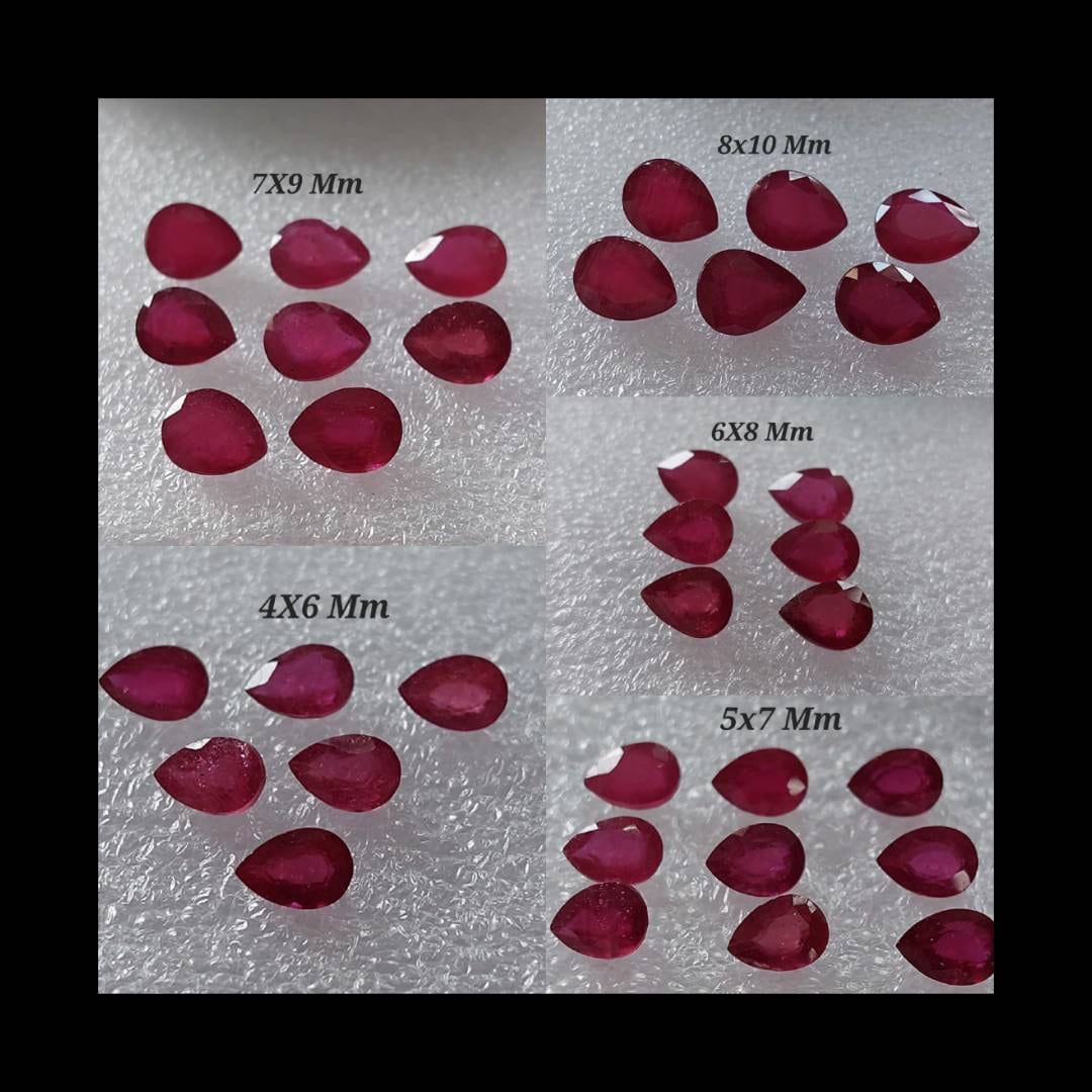 2 Piece Natural Ruby Pear Cut Stone/faceted Ruby Cut Stone/ruby ...