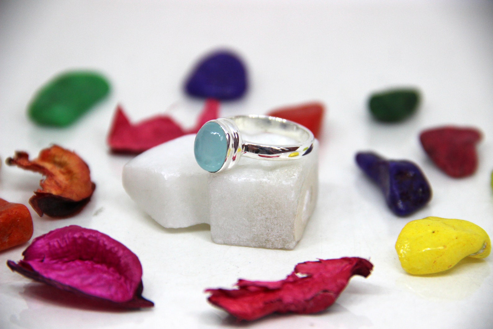 Aqua Chalcedony Ring Aqua Chalcedony Silver Ring 925 Solid - Etsy