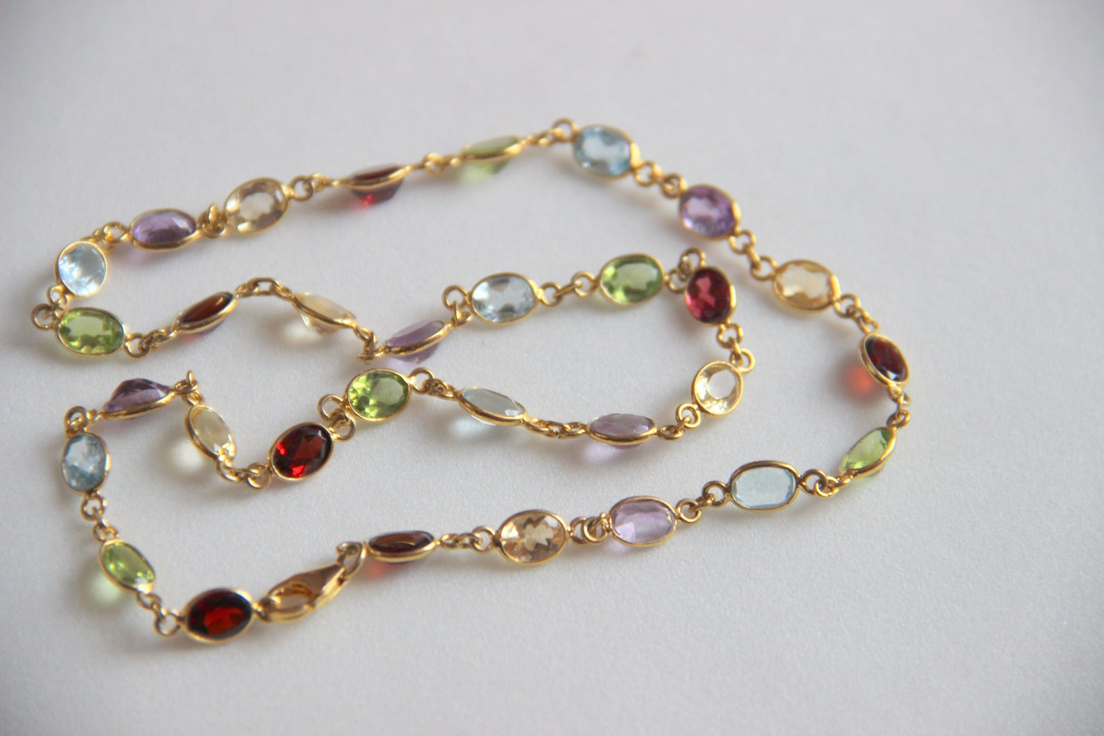 Multi Gemstone Necklace Gold Plated Necklace/925 Sterling | Etsy