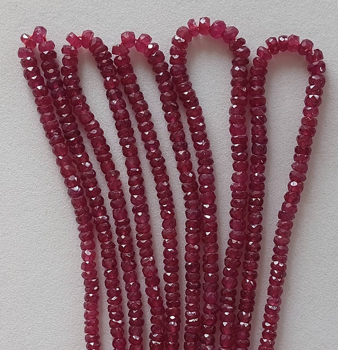 3.5 to 5 Mm/natural Ruby Faceted Rondelle Beads/open Red Color/ruby ...