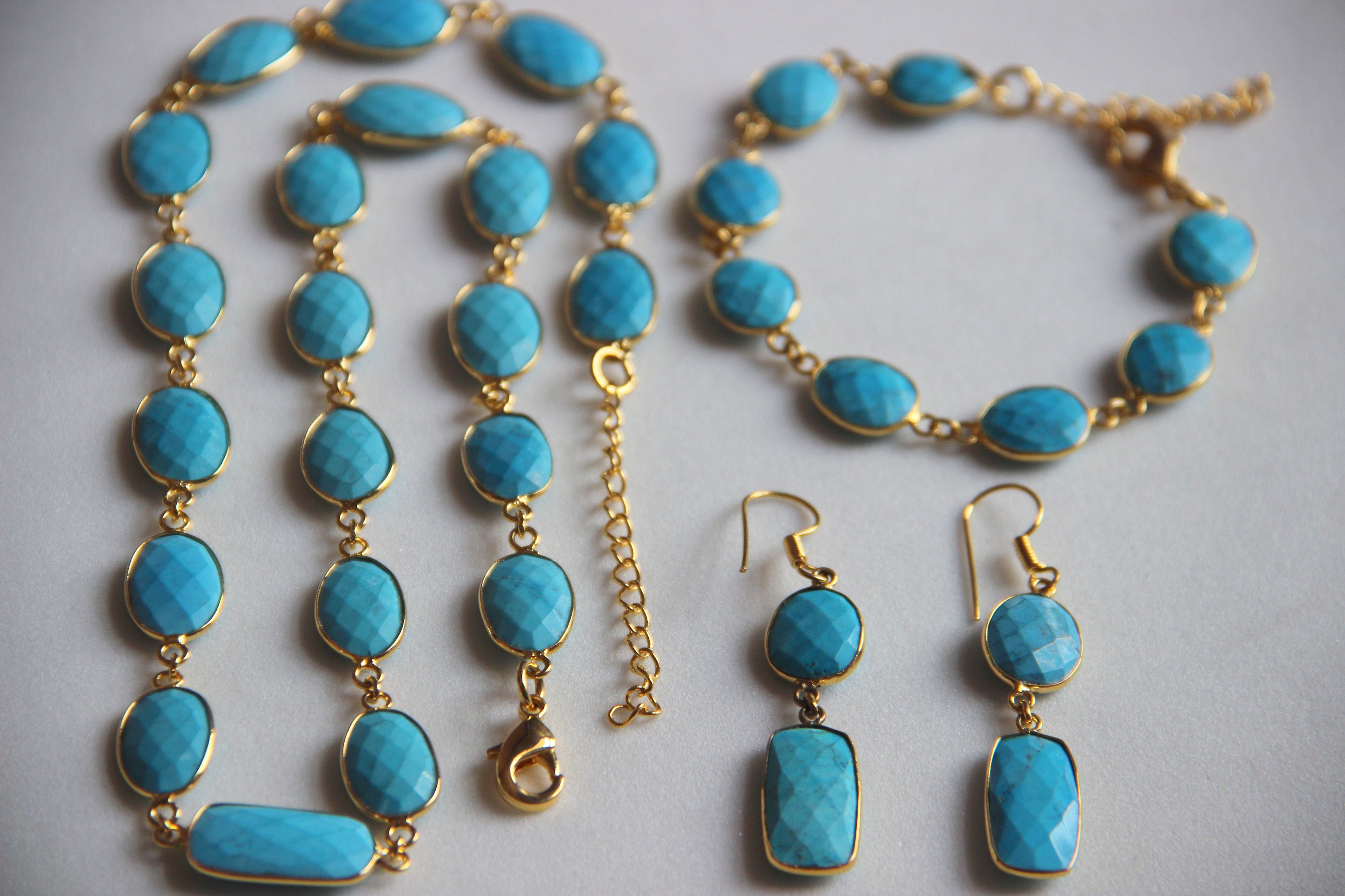 Conjunto de joyas turquesa collar turquesa con pulsera y | Etsy