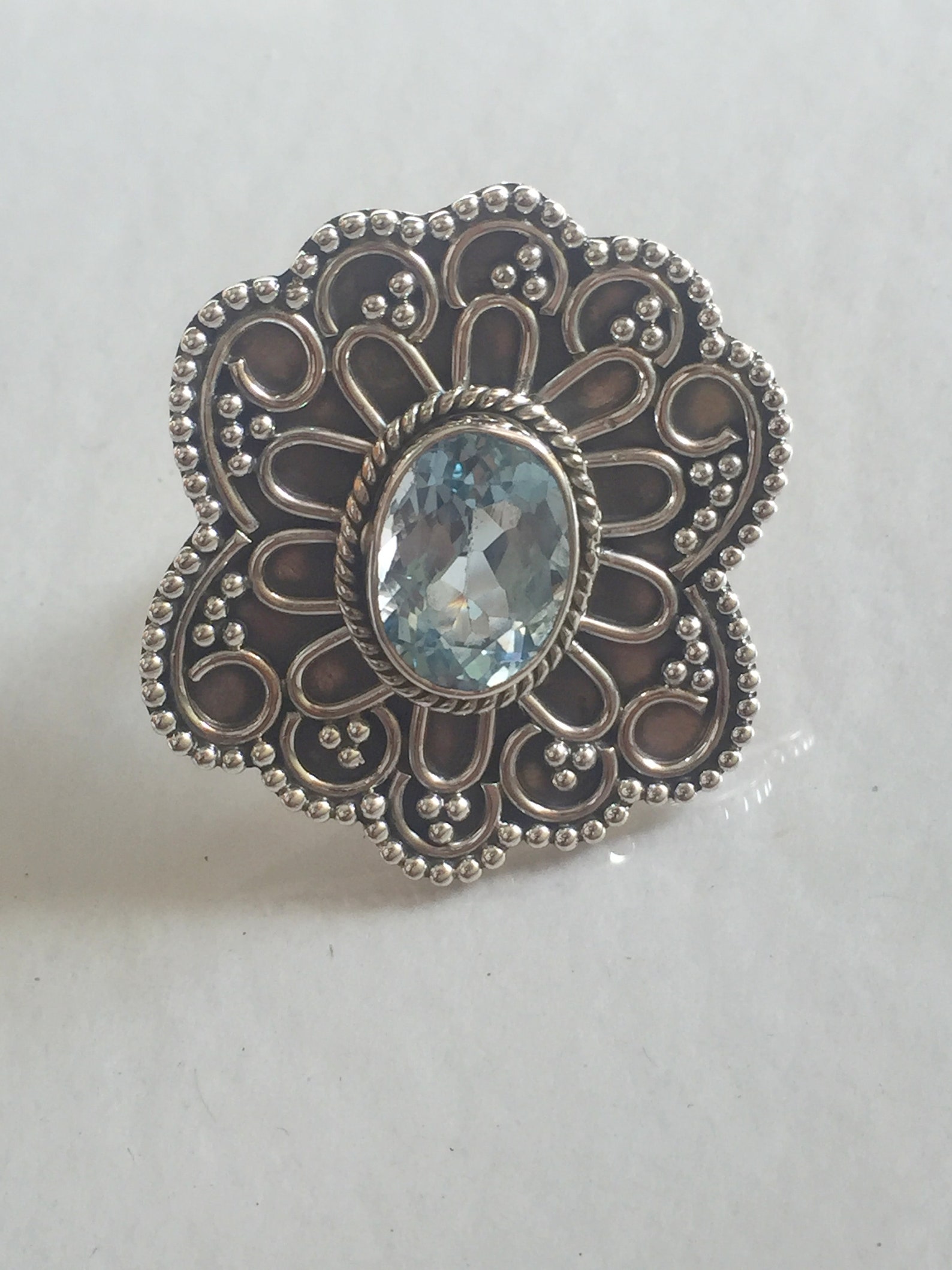 Blue Topaz Silver Ring 925 Sterling Silver Ring Wedding - Etsy