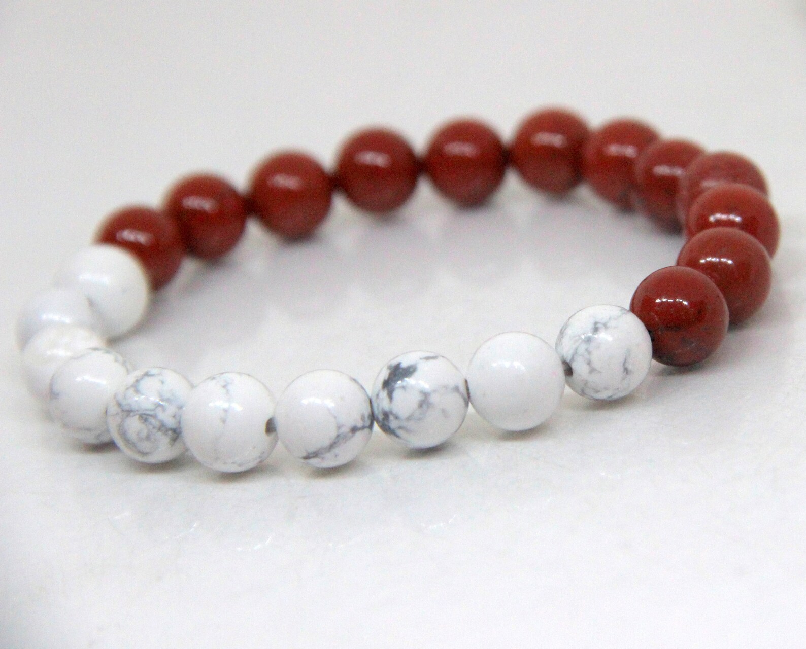 Red Agate Bracelet Red Agate White Howlite Bracelet Beaded | Etsy