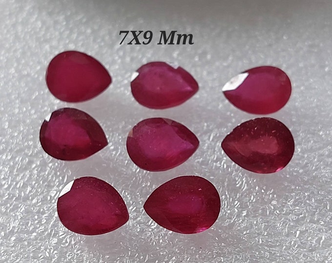 2 Piece Natural Ruby Pear Cut Stone/faceted Ruby Cut Stone/ruby Gemstone/pear Shape/red Pink ...