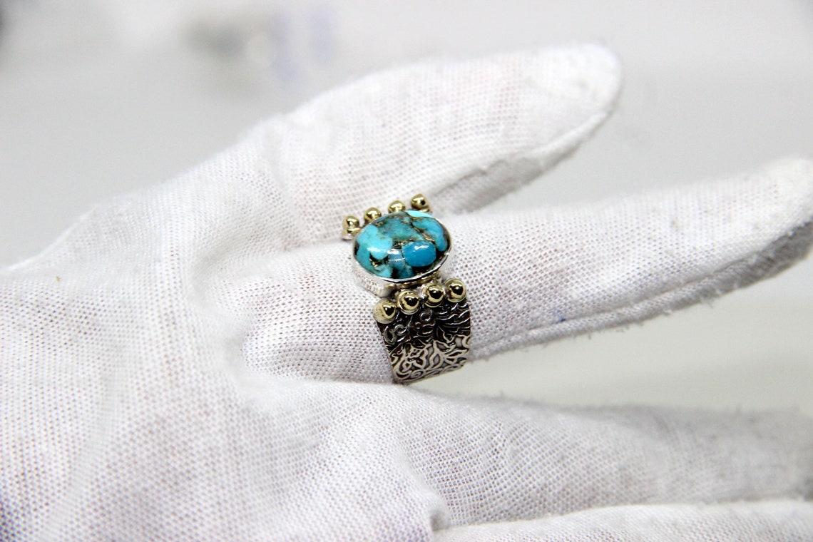 Natural Blue Copper Turquoise Ring/turquoise 925 Sterling | Etsy