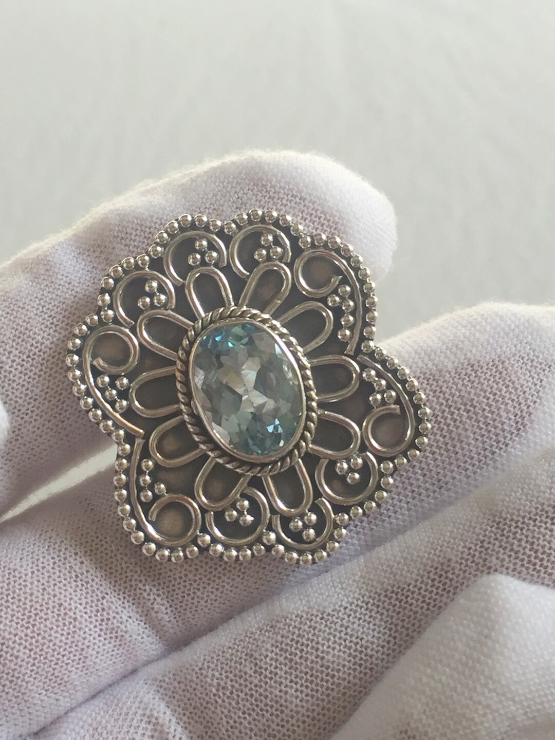 Blue Topaz Silver Ring 925 Sterling Silver Ring Wedding - Etsy