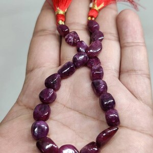 1 Strand Finest Ruby Plain Smooth Tumbled Gemstone/ruby Tumbled/ruby ...