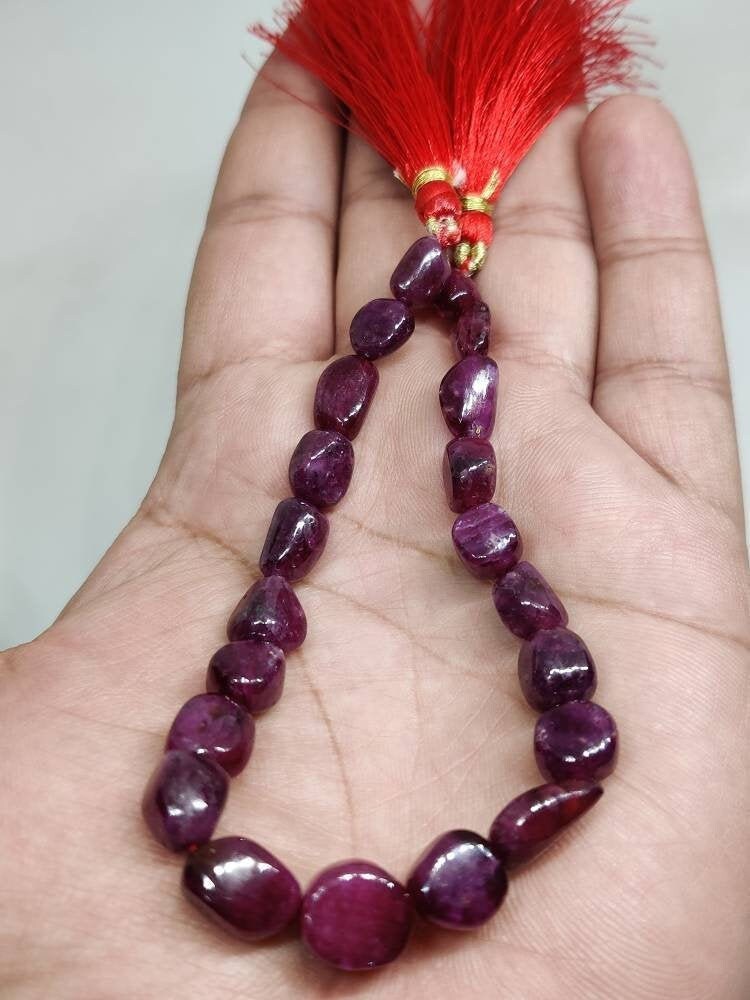 1 Strand Finest Ruby Plain Smooth Tumbled Gemstone/ruby | Etsy