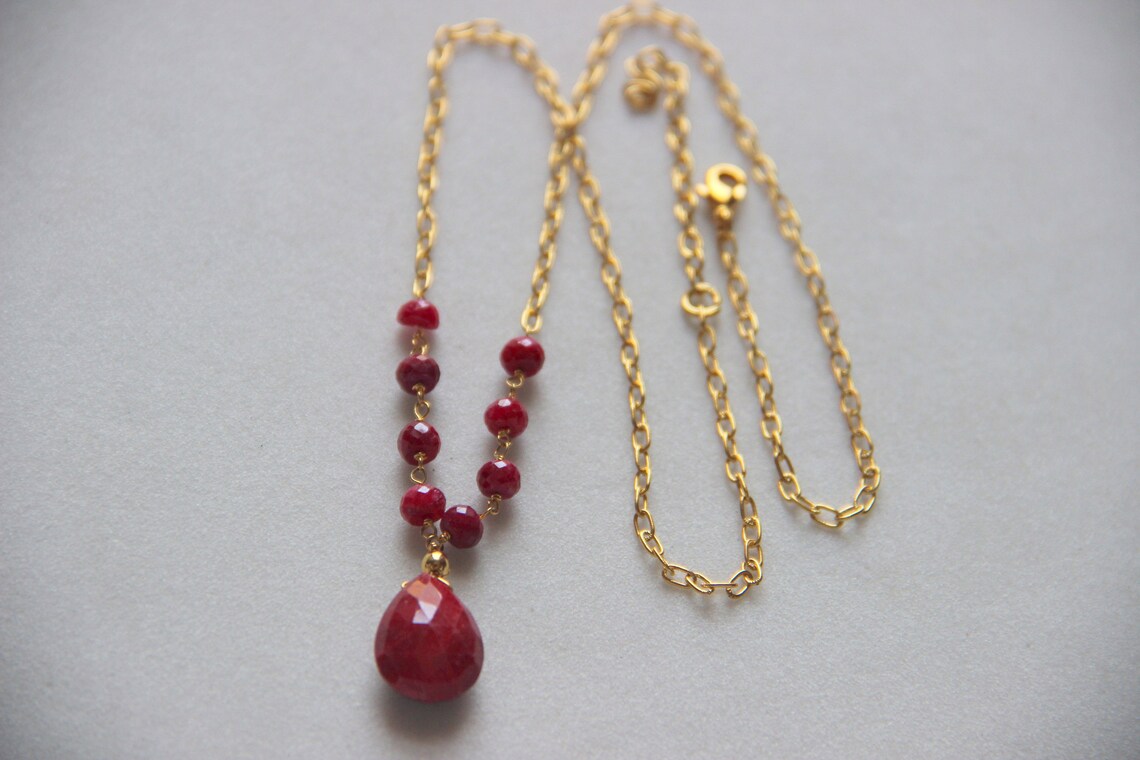 Corundum Ruby Necklace ,ruby Necklace With Earrings ,gold Plated Brass ...