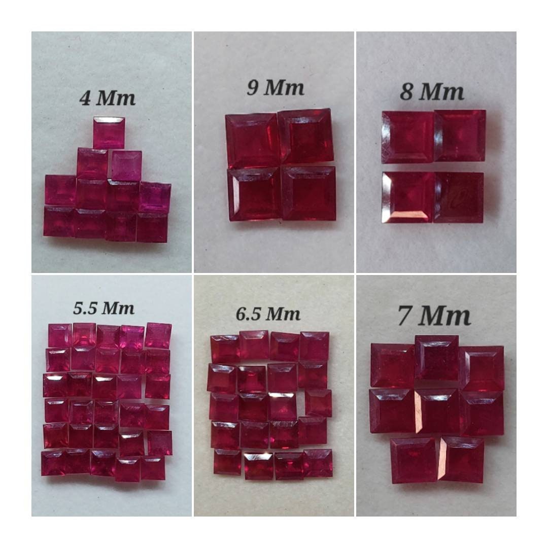 2 Piece Natural Ruby Square Shape Cut Stone/faceted Ruby Cut Stone/ruby ...