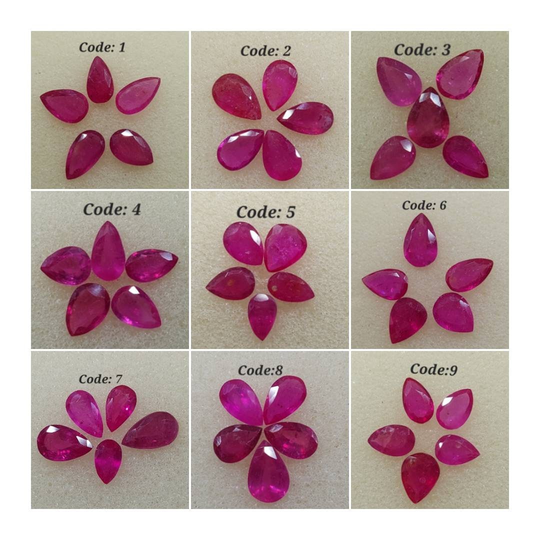 5 Piece Natural Ruby Pear Cut Stone/faceted Ruby Cut - Etsy Sweden