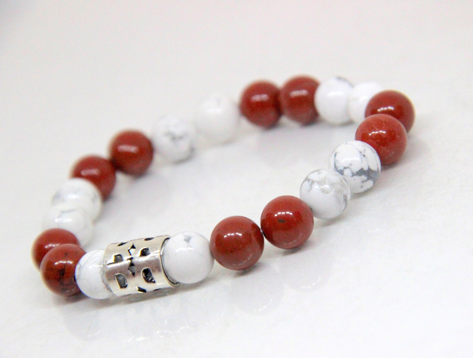 Red Agate Beaded Bracelet Red Agate White Howlite Bracelet - Etsy