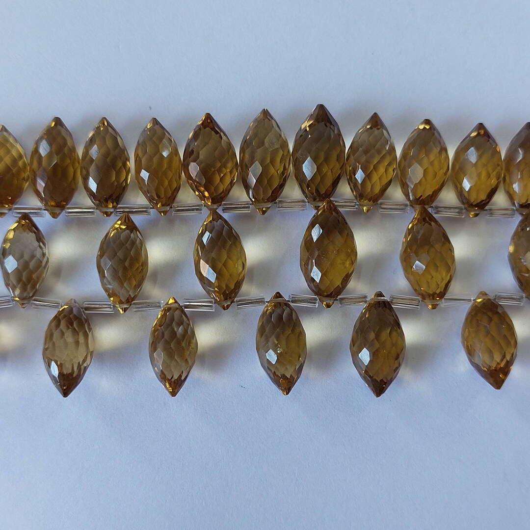 Cerveza natural Quartz Dew Drop Briolette/Beer Quartz Briolette Faceted ...