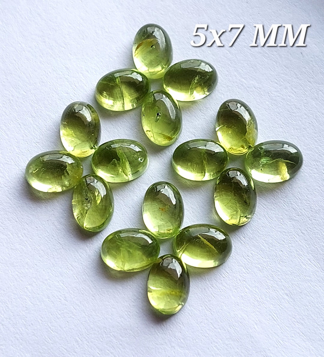 Olive Green Peridot Cabochons: 4x6 & 5x7mm Oval Gemstones, 5 Pcs - Etsy UK