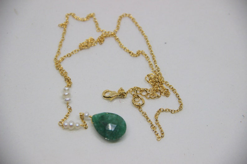 Green Beryl Necklace With Pearls green Beryl Necklace - Etsy