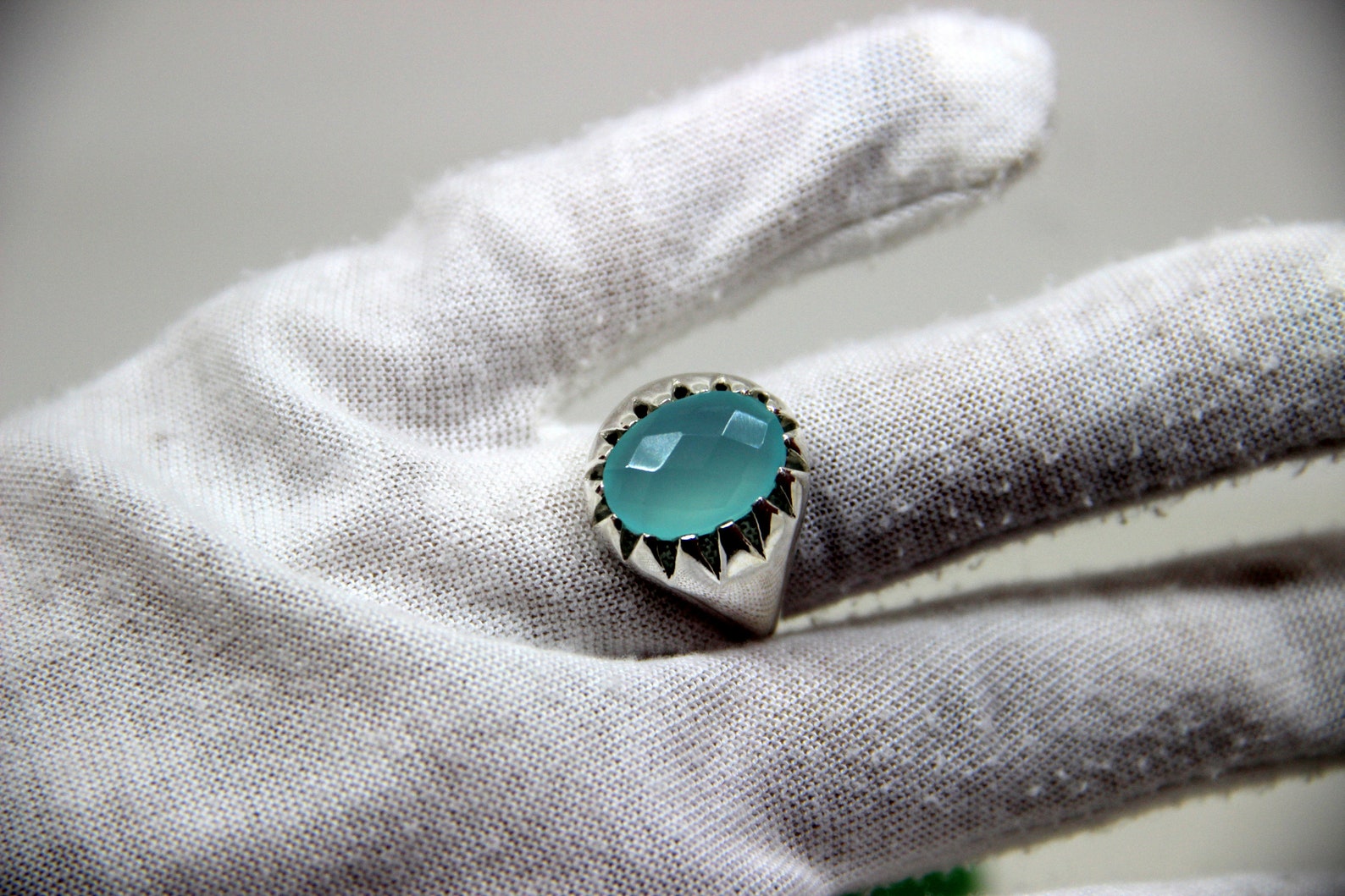 Aqua Chalcedony Ring , Aqua Chalcedony Silver Ring , 925 Solid Sterling ...