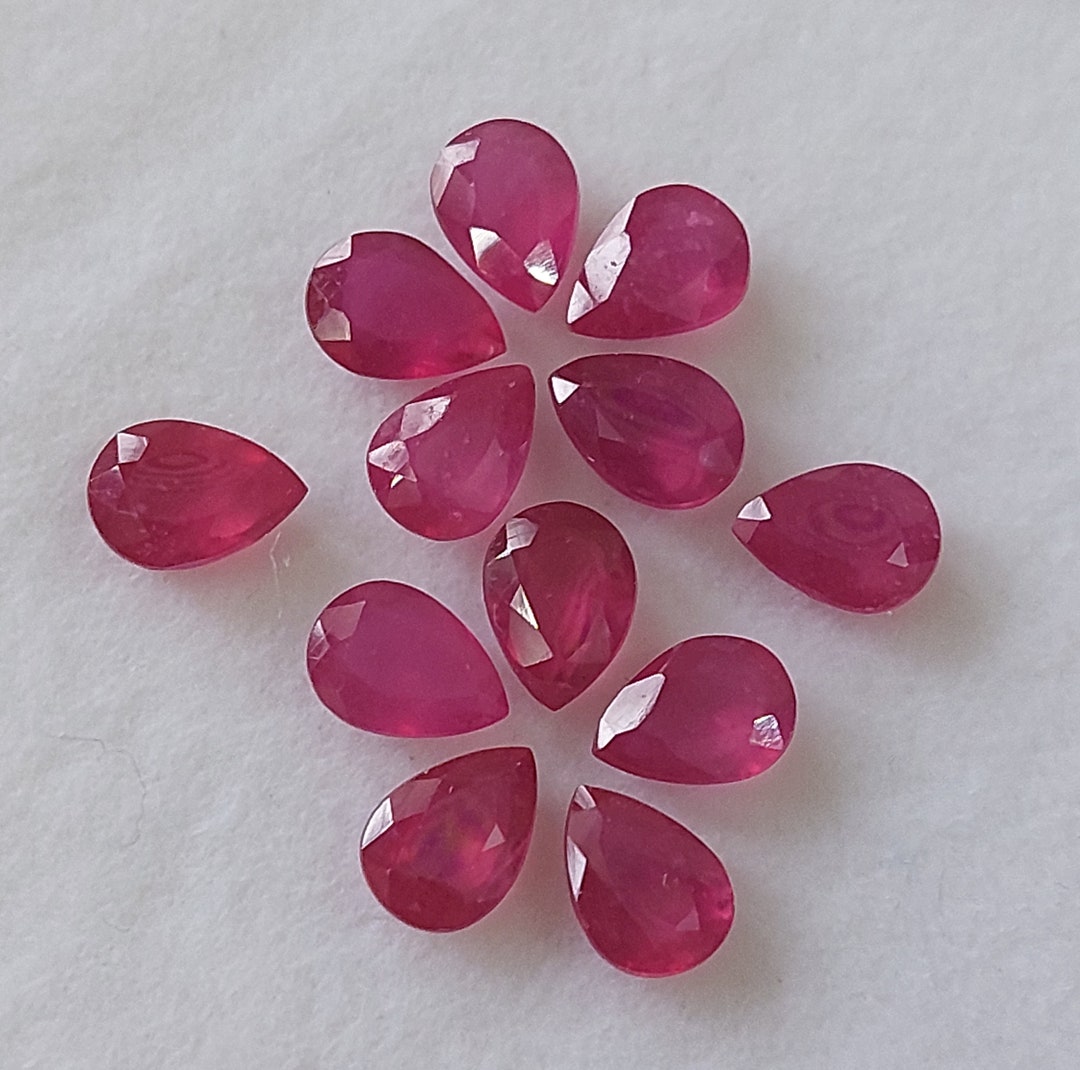 2 Piece Natural Ruby Pear Shape Cut Stone/faceted Ruby Cut Stone ...