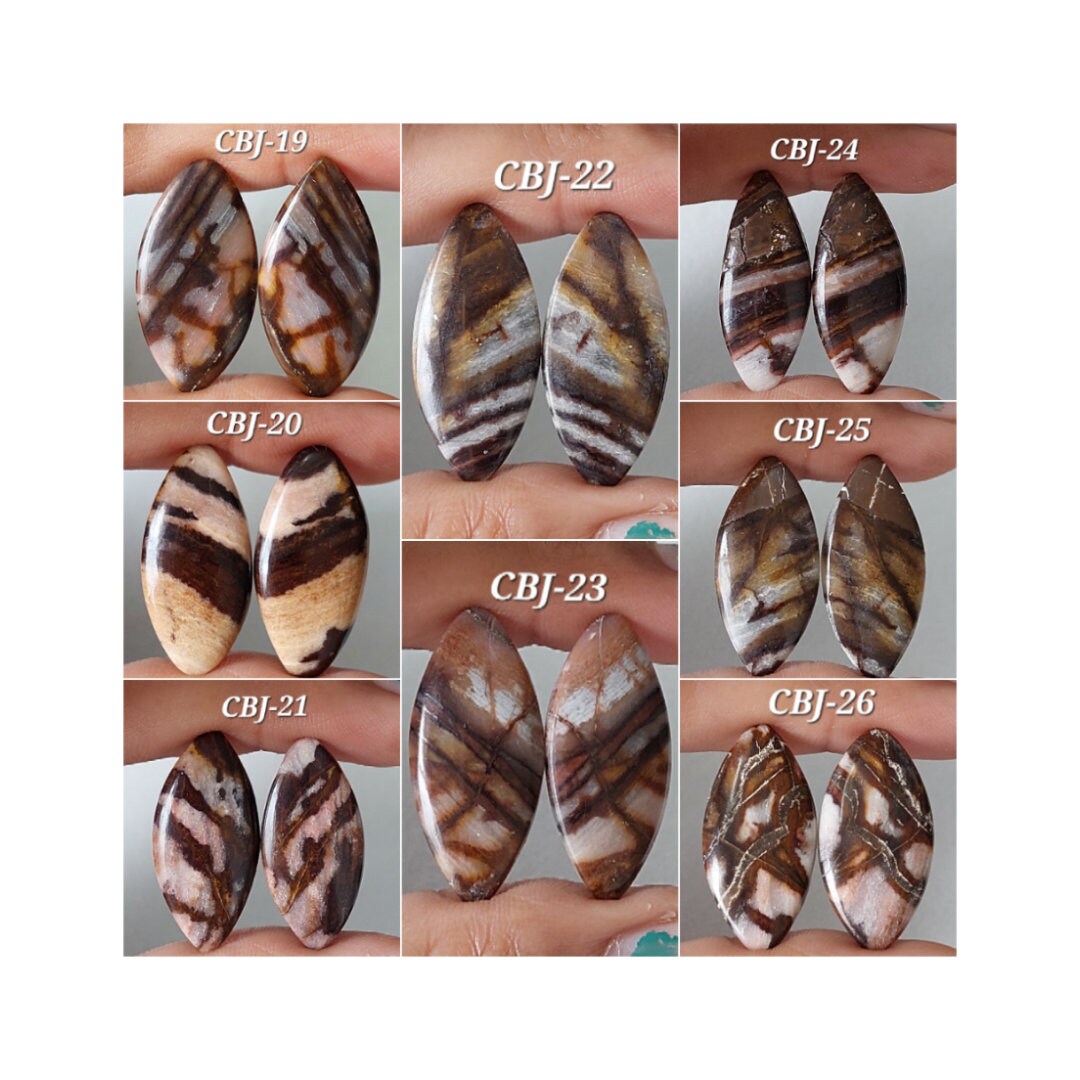 Marquise Shape Natural Coffee Jasper Matching Pair/coffee Jasper ...