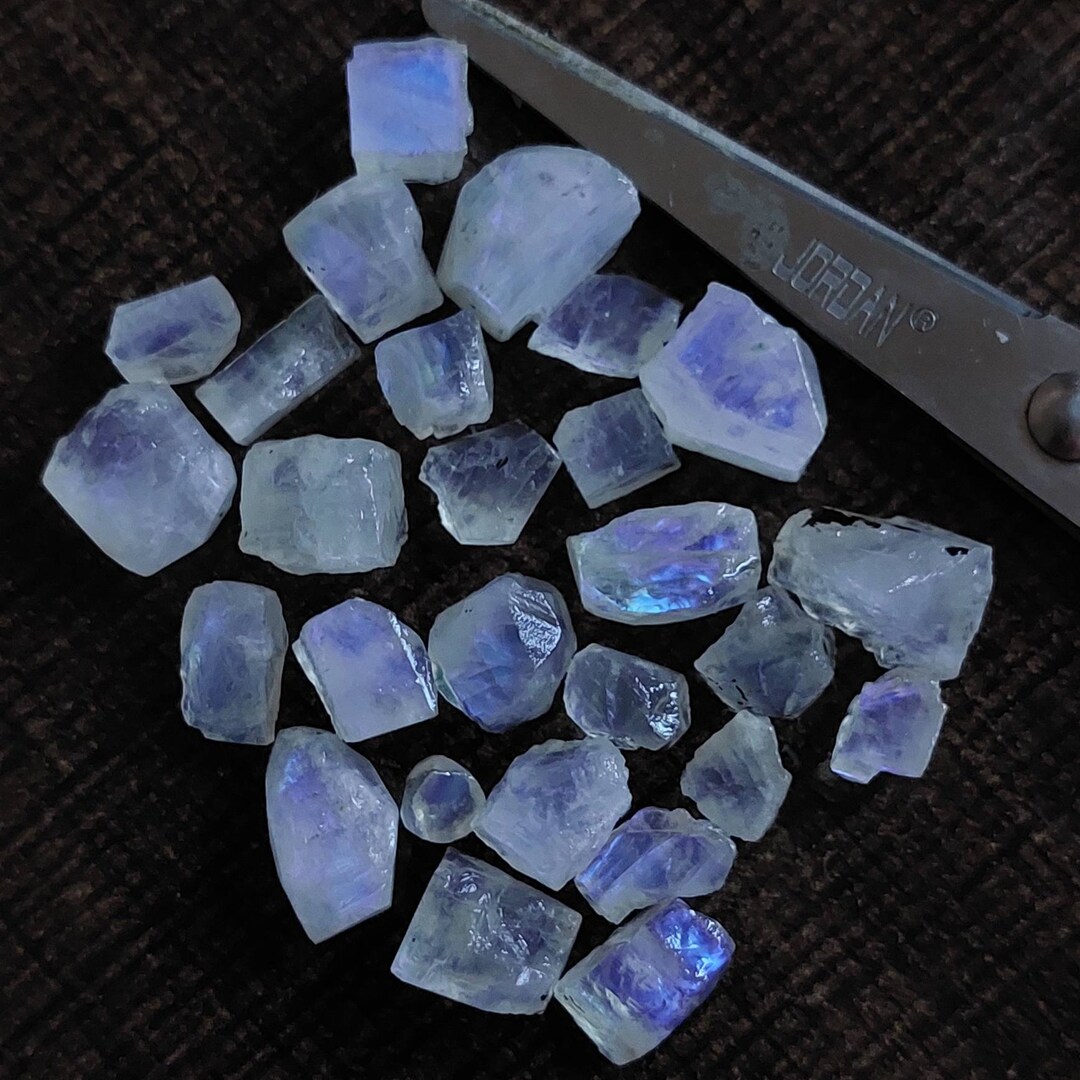 10 Pieces Natural Rainbow Moonstone Raw/white Rainbow Moonstone Rough ...