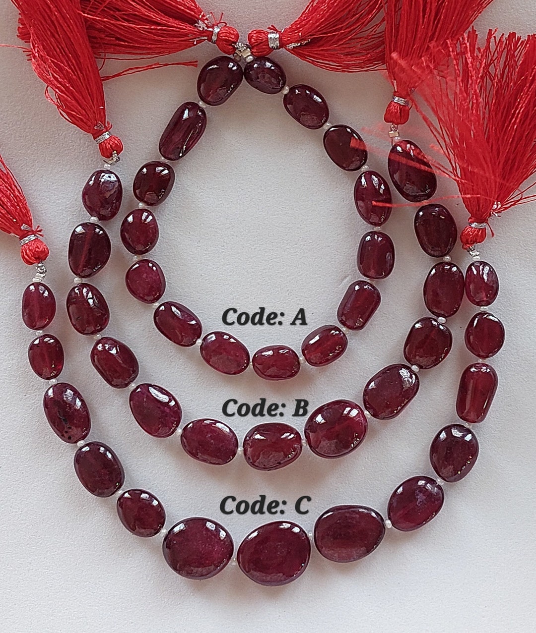 8" Strand, 100% Natural Red Ruby Smooth Oval Beads/precious Ruby Beads ...