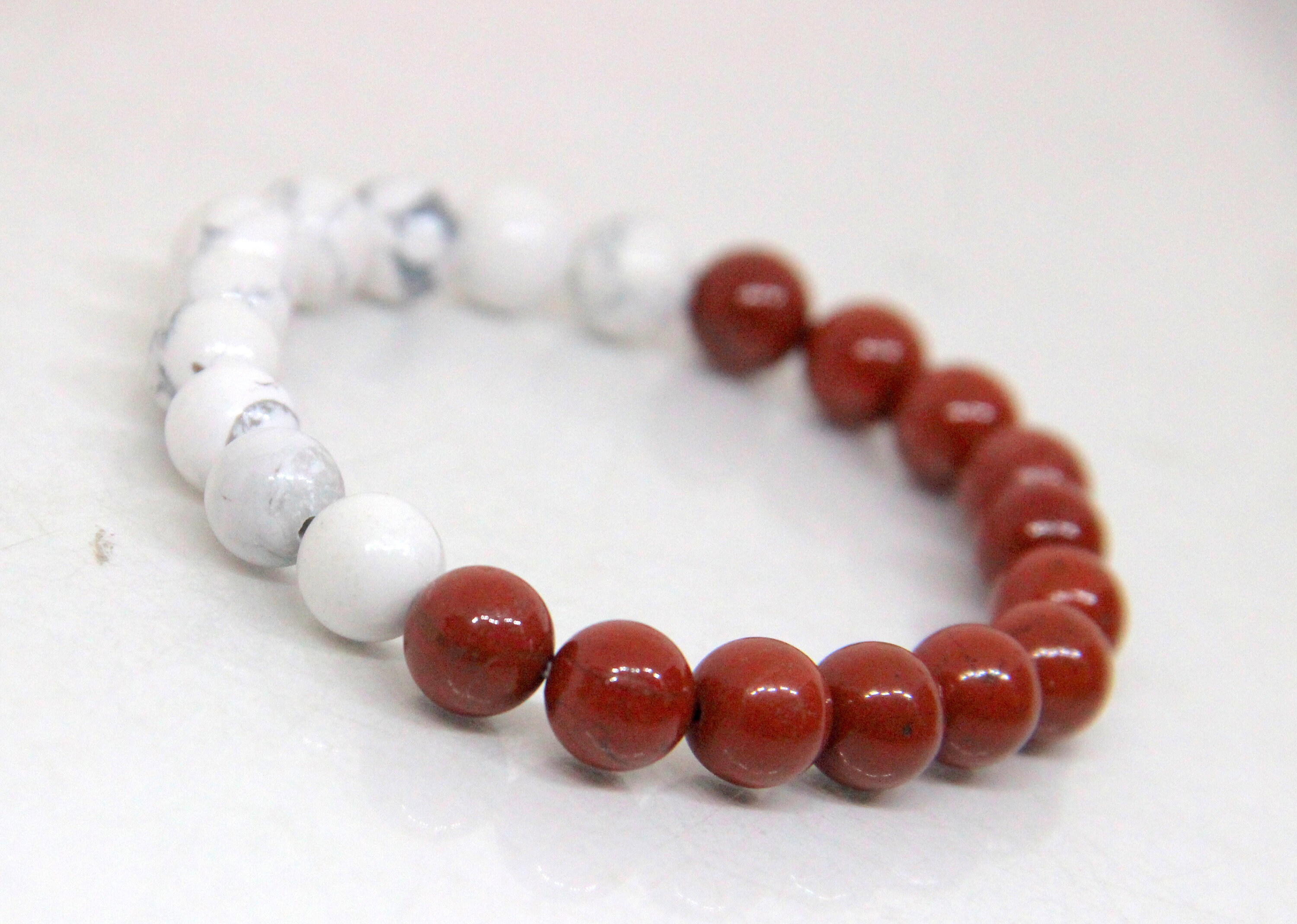 Red Agate Bracelet Red Agate White Howlite Bracelet Beaded - Etsy