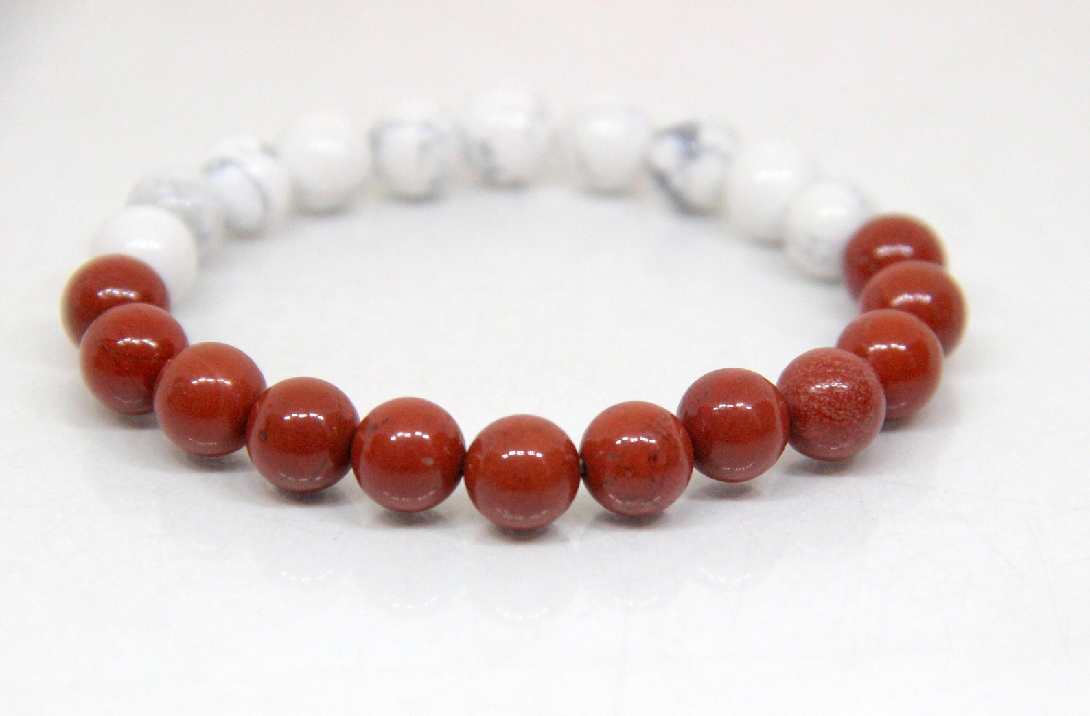 Red Agate Bracelet Red Agate White Howlite Bracelet Beaded | Etsy