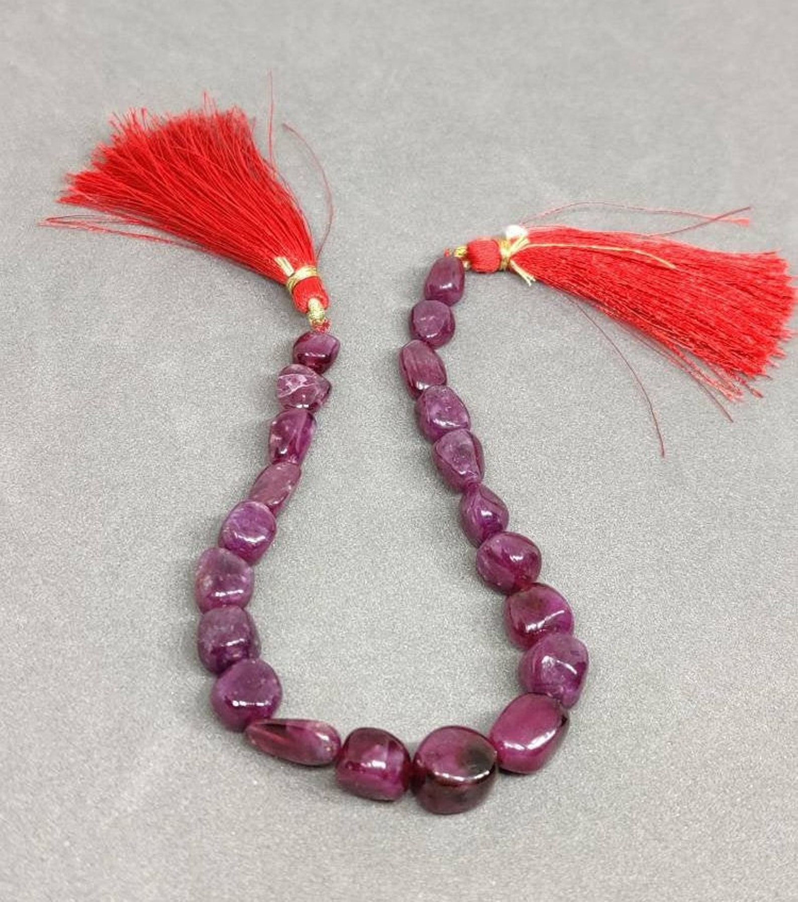 1 Strand Finest Ruby Plain Smooth Tumbled Gemstone/ruby | Etsy