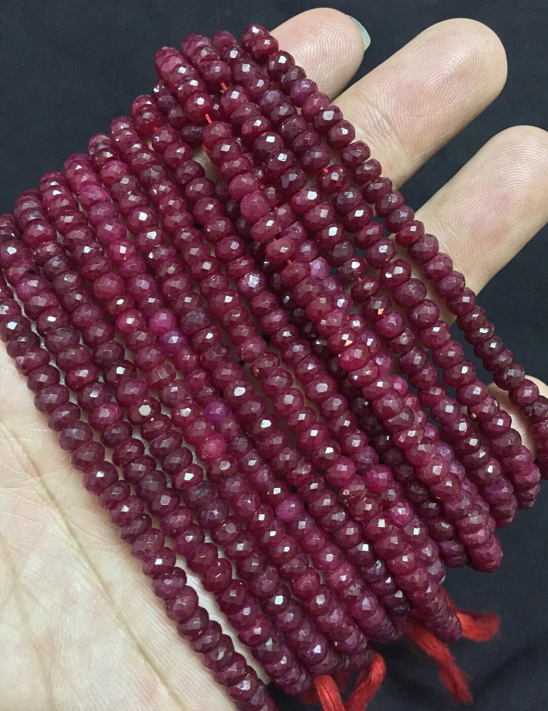 14.5 Strand, 5 MM Ruby Corundum Faceted Rondelle Beads/faceted Rondelle ...